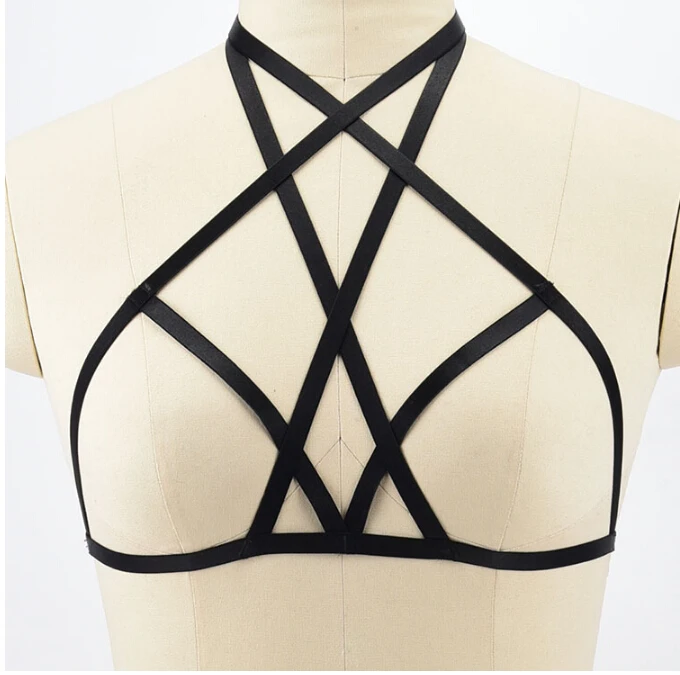 Body-Harness-Bandage-Girl-Elastic-Bra-Straps-Cross-Bra-Crop-Top-Hollow ...