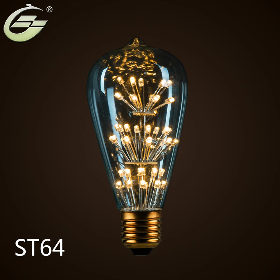 3w Led Edison Star St64 Bulb Loft E27 Warm White Light Bulbs Vintage ...