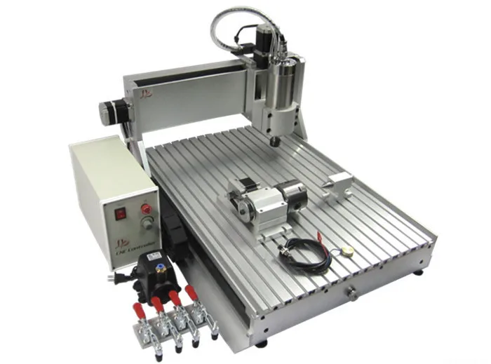 LY CNC 6090 Z VFD 1.5KW 4 axis engraving machine metal Wood PCB ...