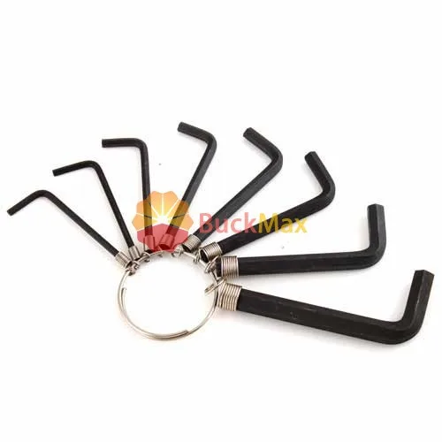 BuckMax Super 8PCS Metric L Hex Allen Clef Inbus Wrench Tool Key Ring ...