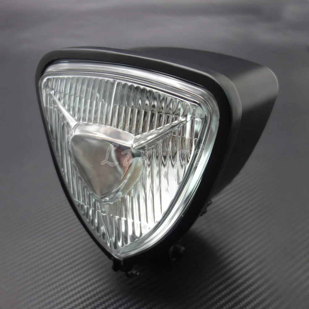Motorcycle Black Triangle Retro Vintage Old School Headlight Lamp For ...