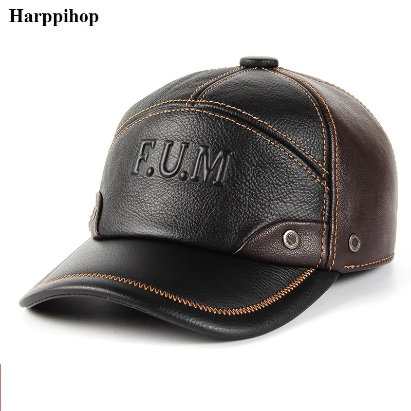 2021 new Winter spring Warm Men Hat Genuine Leather Cowhide Caps 3 ...