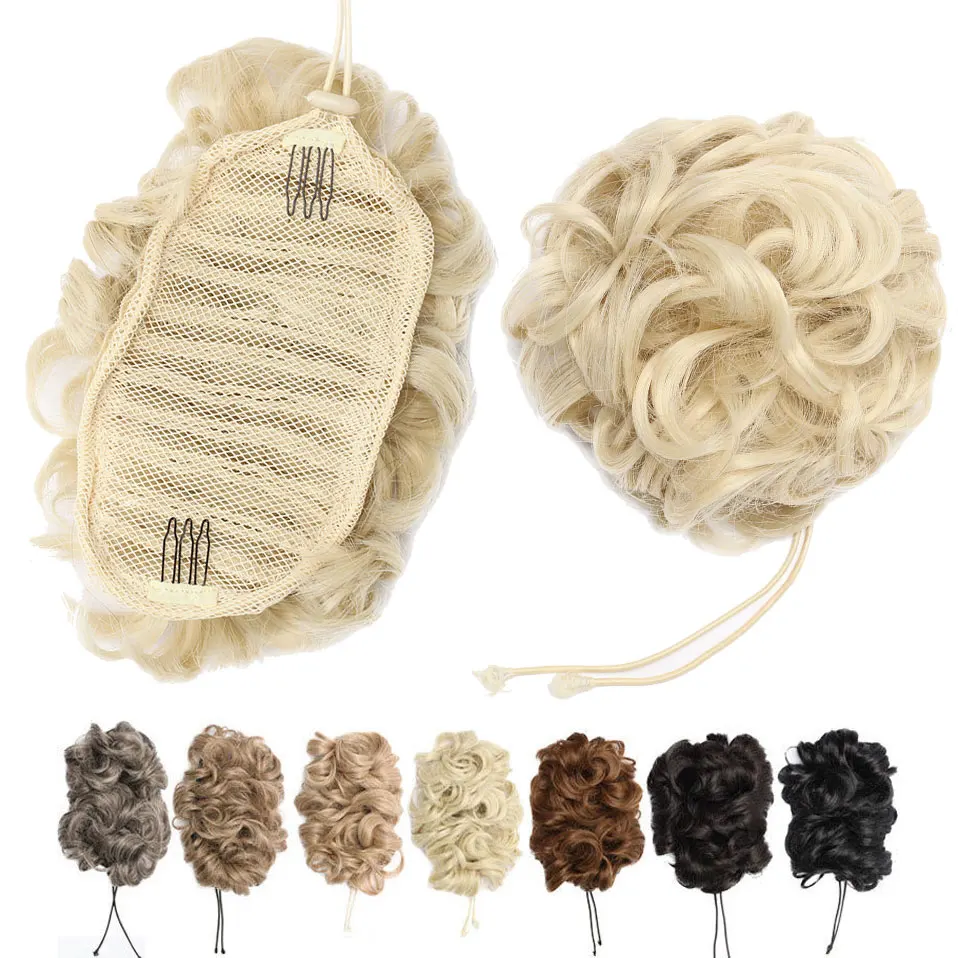 S noilite Women's Elastic Drawstring Clip in hair chignon synthetic ...