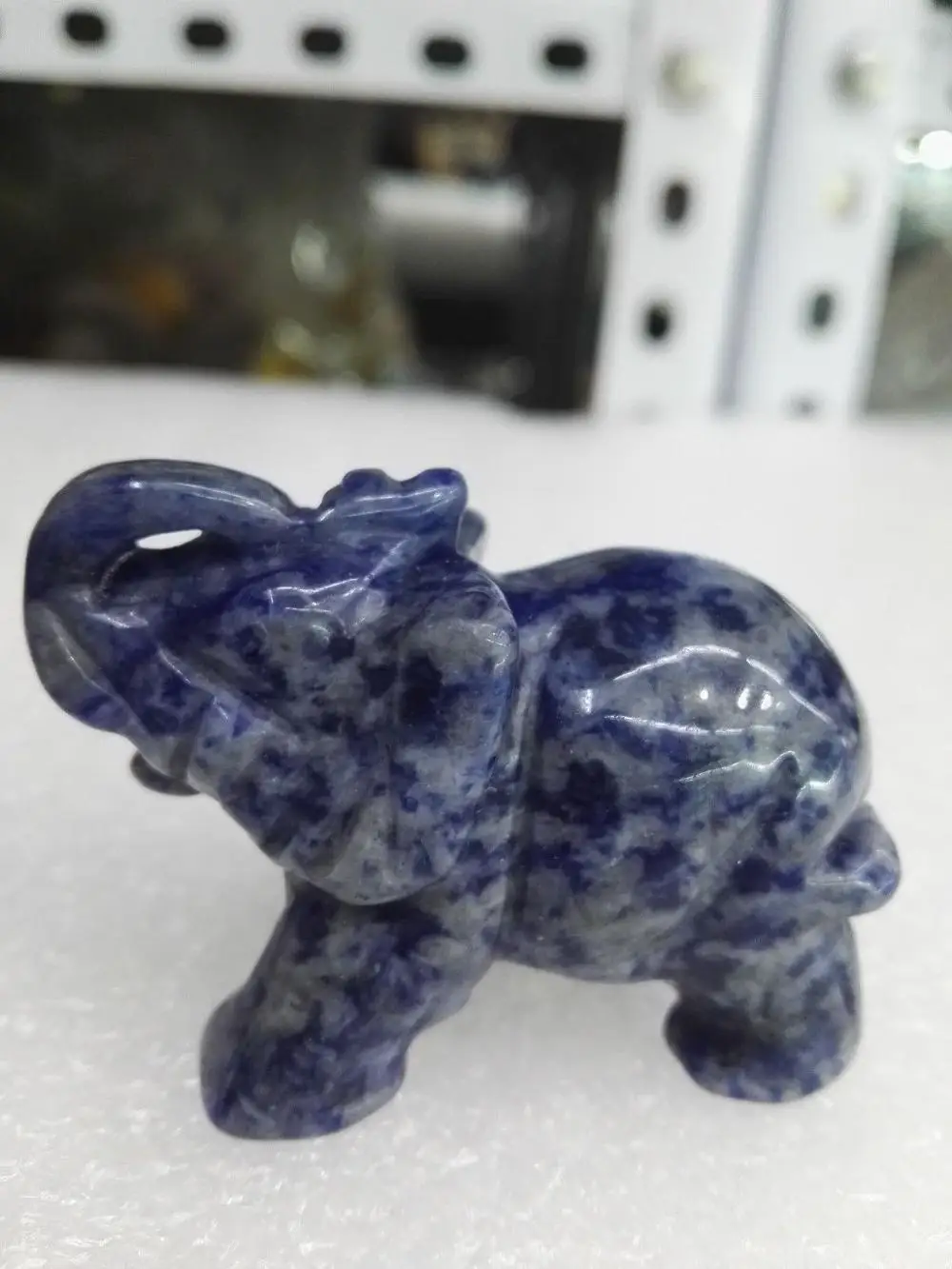 Handmade natural blue dot jade elephant ornaments|Statues & Sculptures ...