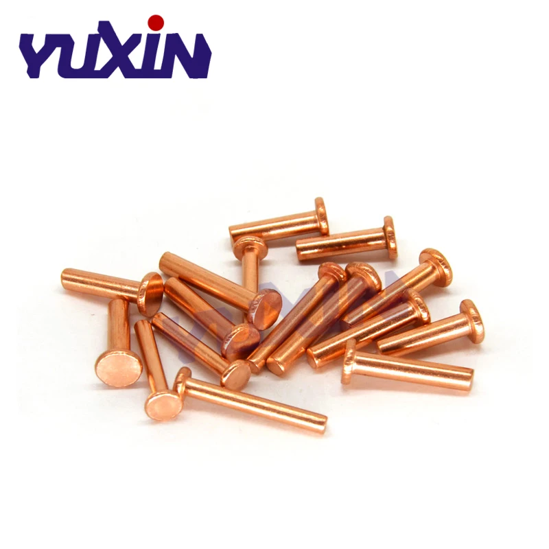 50Pcs Brass Solid Rivets GB109 M3*L Flat Head Copper Rivets Solid Brass ...