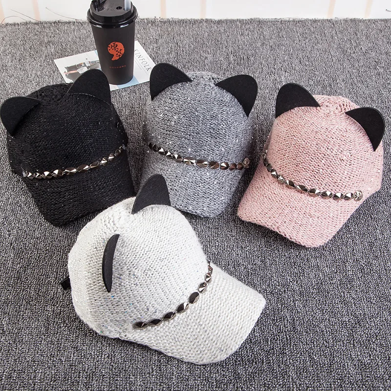 New Arrivals Women's Fashion Hats Rivets Outdoor Baseball Cap Cute ...