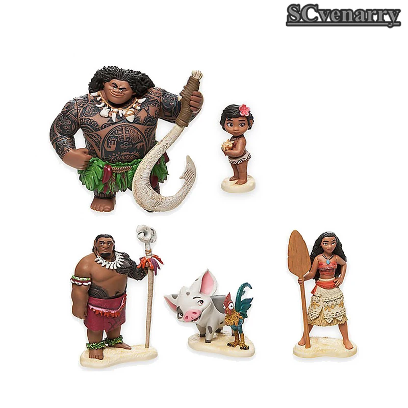 Princess Maui Heihei Moana Waialik Chief Tui 5pcs/set PVC Action Figure ...