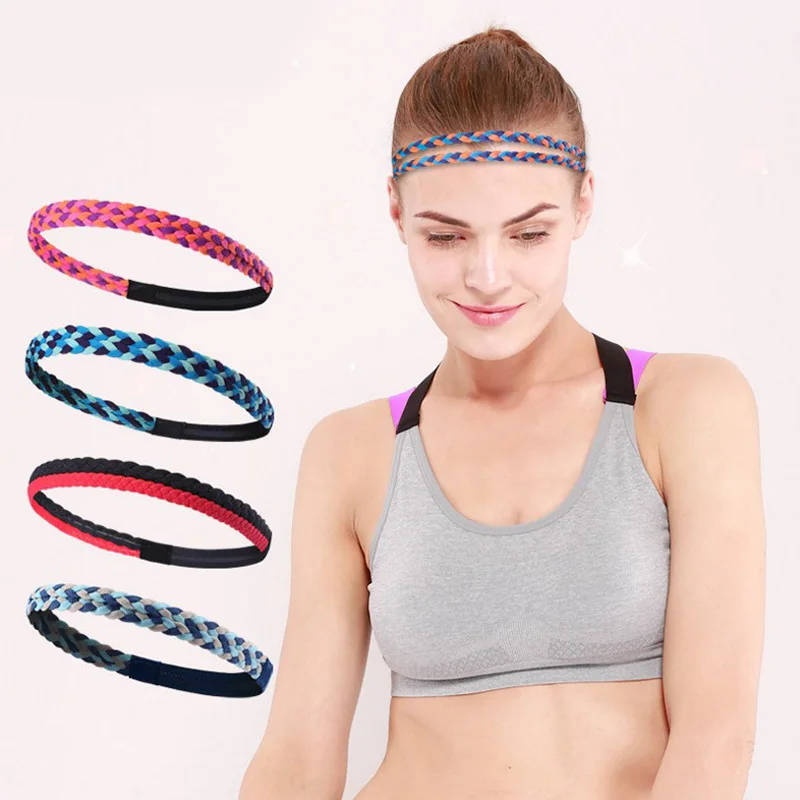 Silicone Anti slip Hair Sweat Band Crossed Yoga Hairbands Volleyball ...