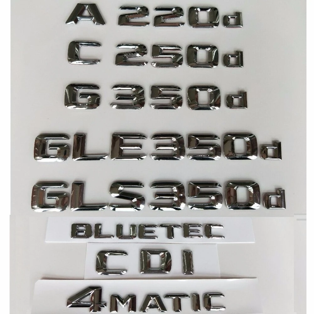 Chrome Letters Emblems Badges for Mercedes Benz GLA220d GLC220d GLC250d ...