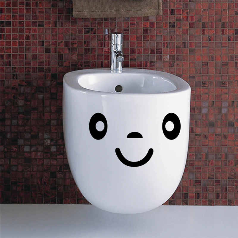 smiling face toilet stickers bathroom wall decals decorative home ...