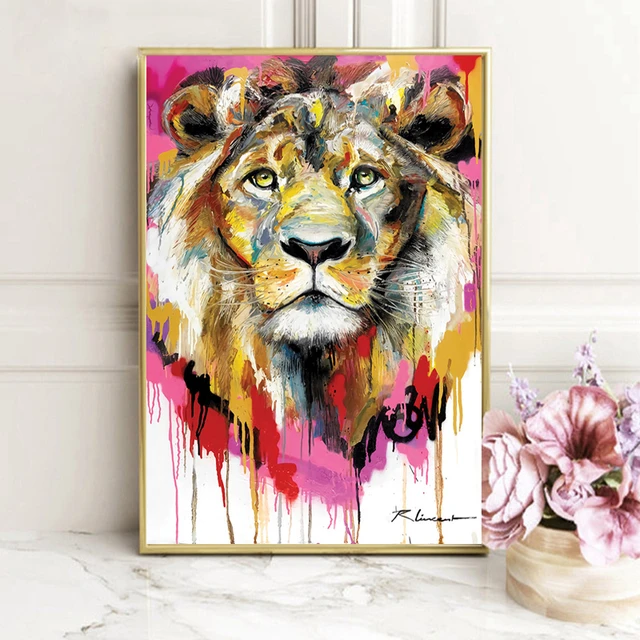 Abstract Watercolor Lion