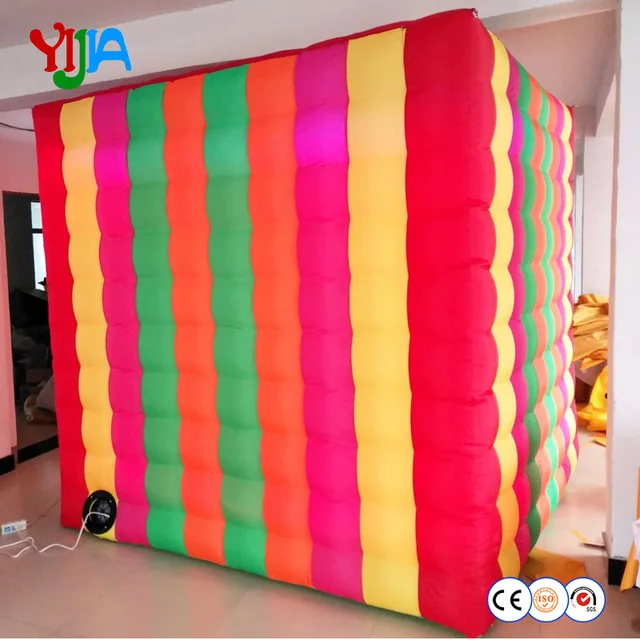 Free shipping 8ft colorful LED inflatable photo booth tent cube with 2 ...
