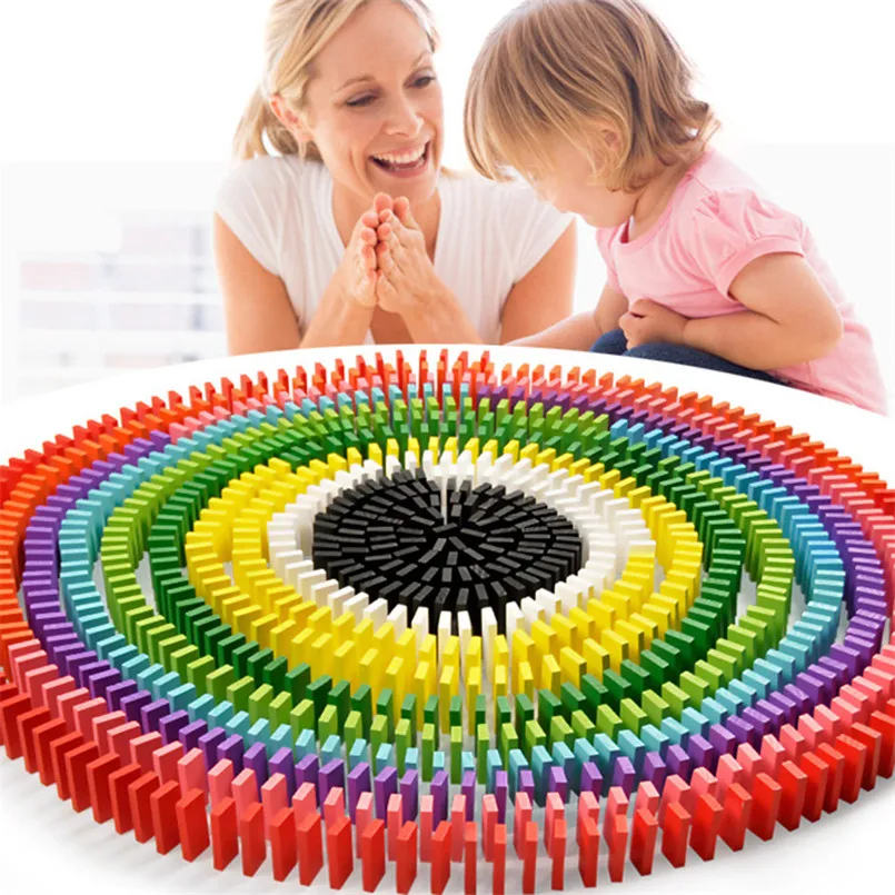 240PCS/set Rainbow Wooden Domino Toy Set Kids Children Baby Dominoes ...