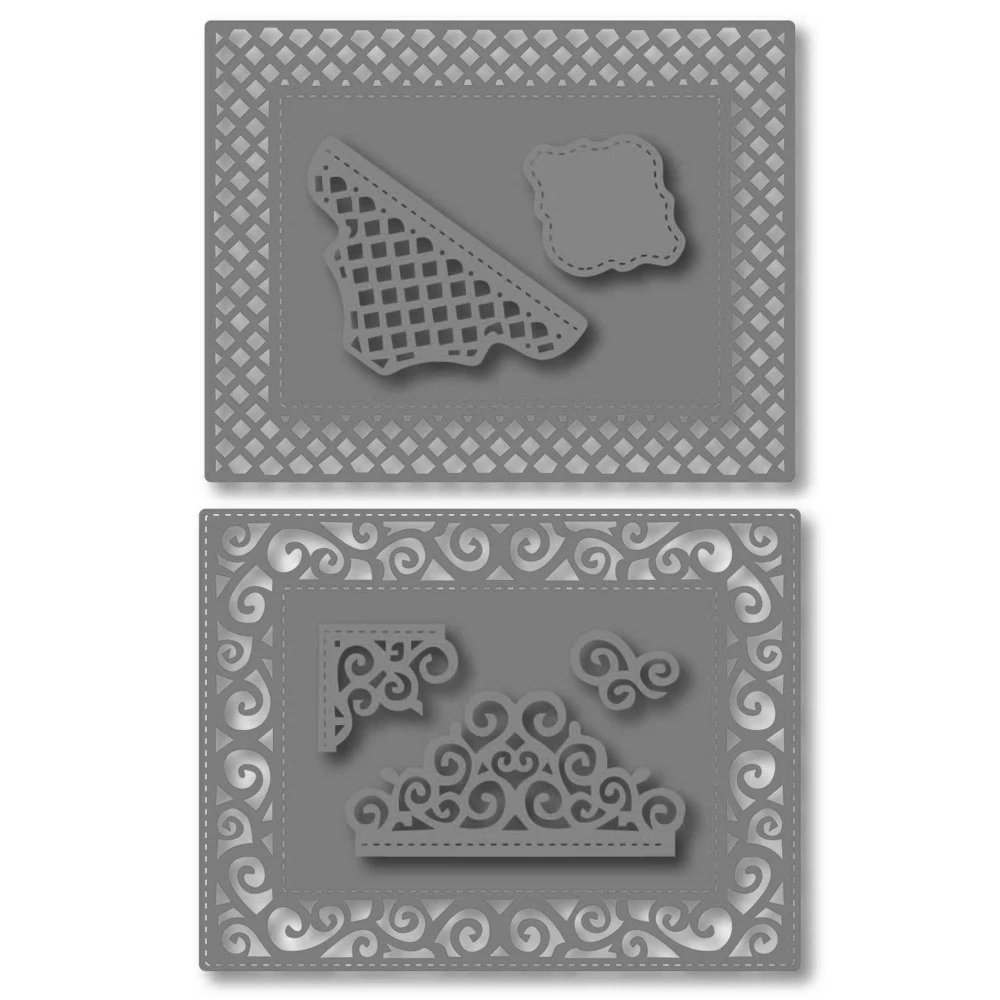 Estel Etched Die Cuts Rectangle +Corner Frame Metal Cutting Dies Crafts ...