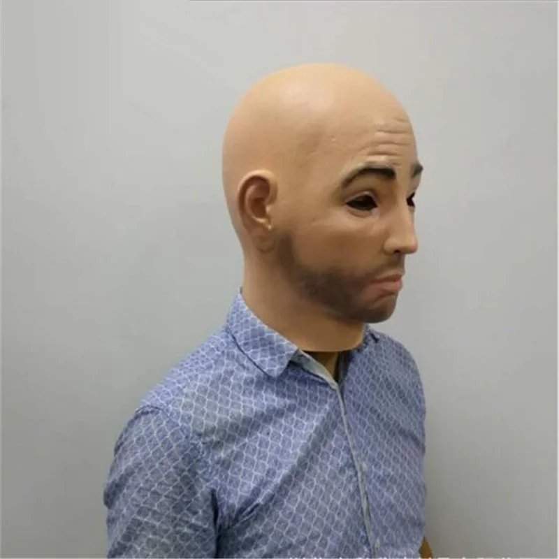 New Artificial Man Latex Mask Hood Full Face Wig Human Skin Face ...