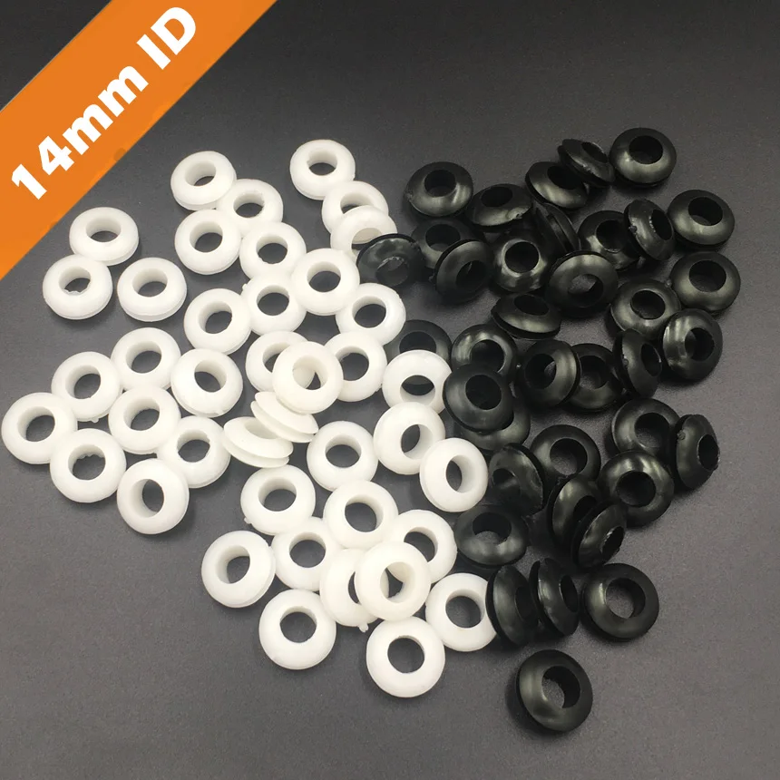 60pcs 14mm Inner Diameter Black White Dual Side Open Hole Plug Cable ...