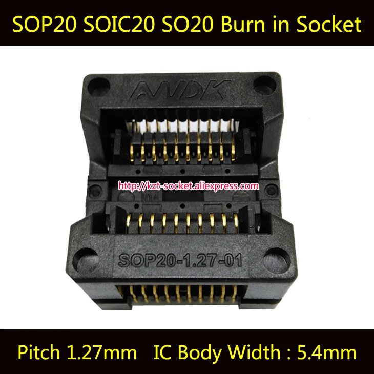Free Shipping SOP20 SOIC20 SO20 Burn in Socket Pitch 1.27m IC Body ...