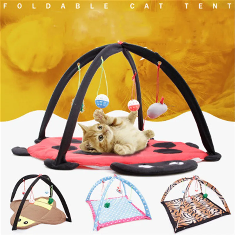 Cat toy bed cat tent that will sound Breathable green cartoon fun bell ...