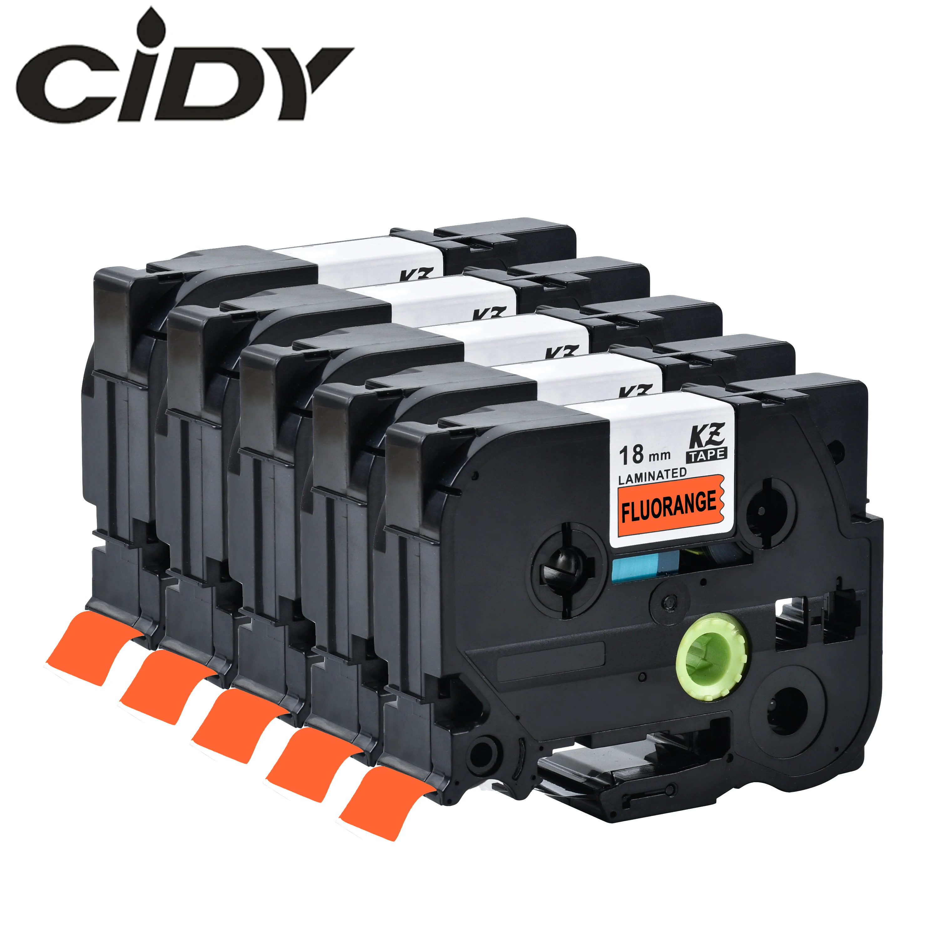 CIDY Black on Fluorescent Orange 5pcs 18mm tz B41 Tze B41 tze B41 ...