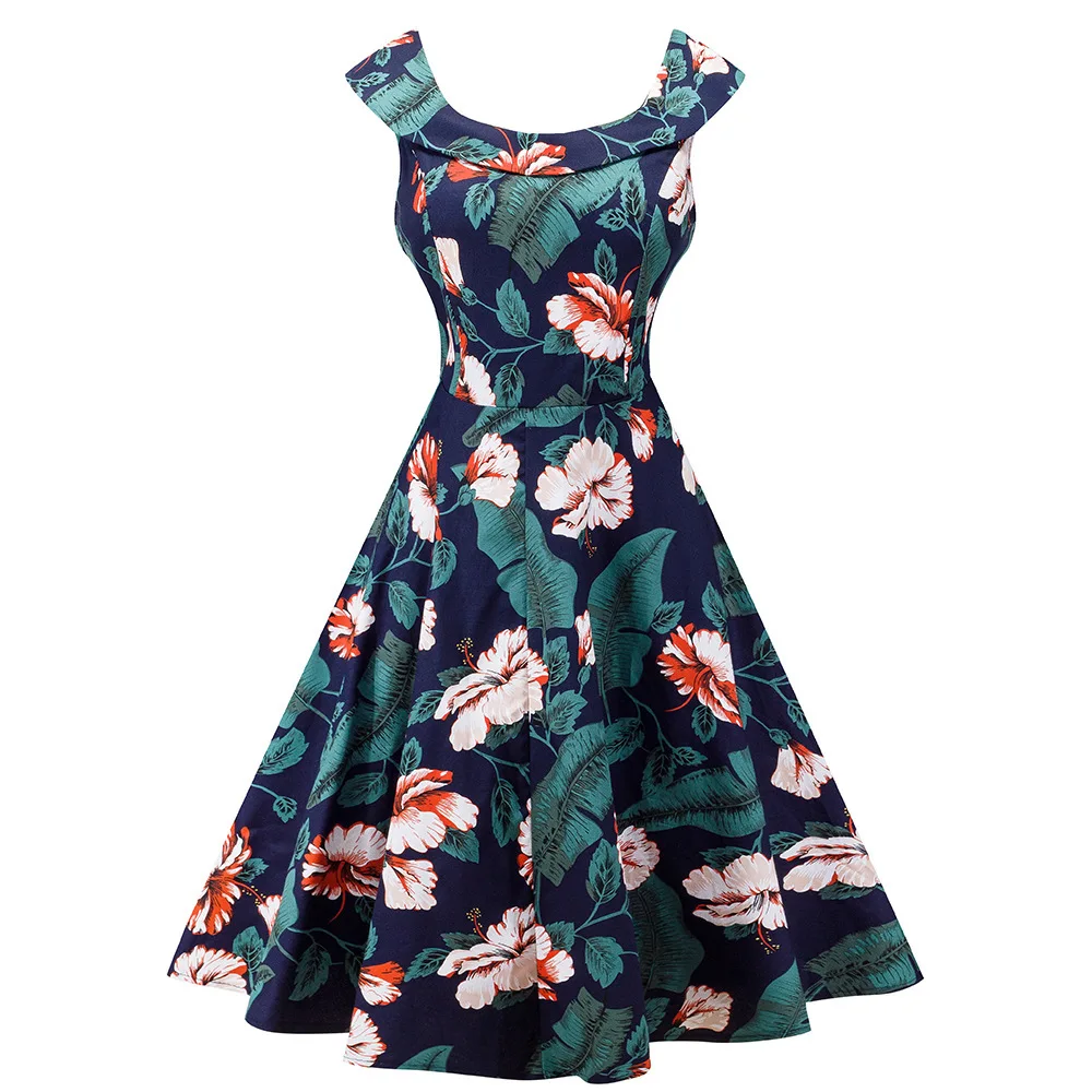 2017 Women Dress Retro Vintage 1950s 60s Rockabilly printing Swing ...