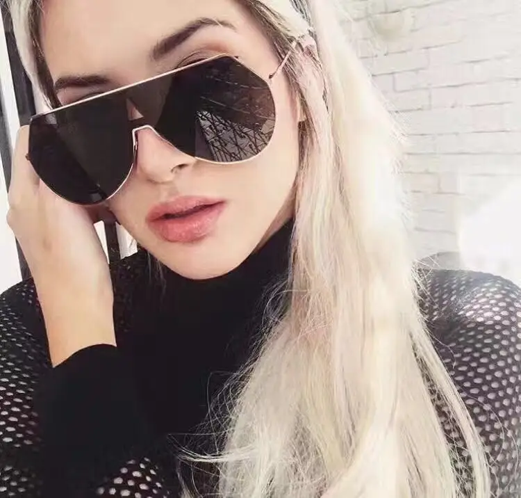 Fashion Women Sunglasses Over Size Unique Shield Uv400 Lady Eyeglasses