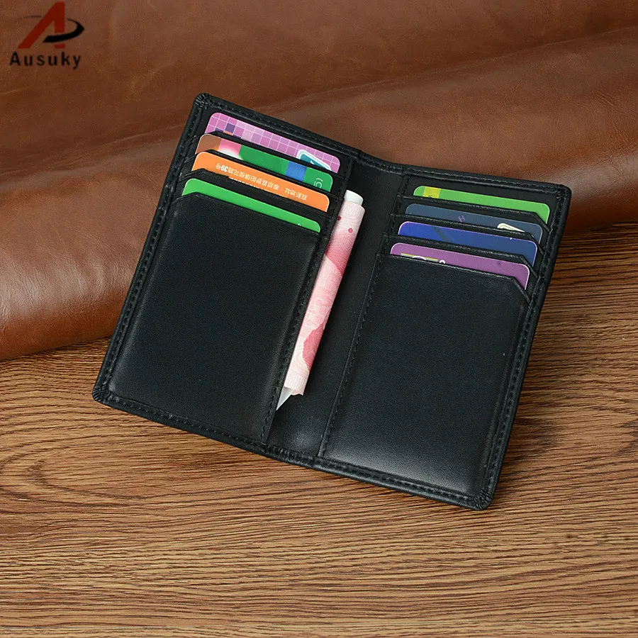 Tarjetero de cuero auténtico para Hombre y mujer, Cartera de Viaje para ...