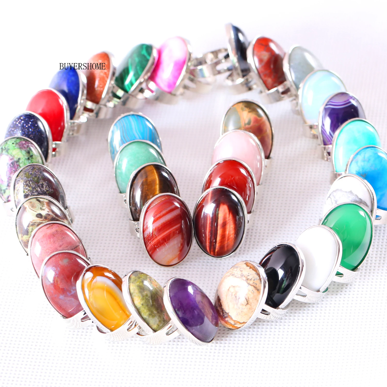 1Pcs-Ring-Multi-colors-Jewelry-For-Women-Men-Gift-Natural-Stone-Oval ...
