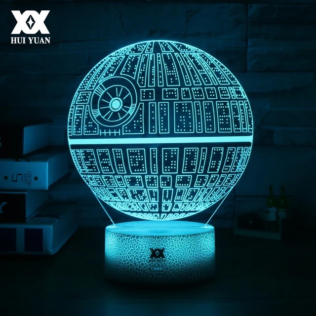 Star Wars Death Star 3D Lamp 7 Colors Glowing LED Cool Night Lights ...