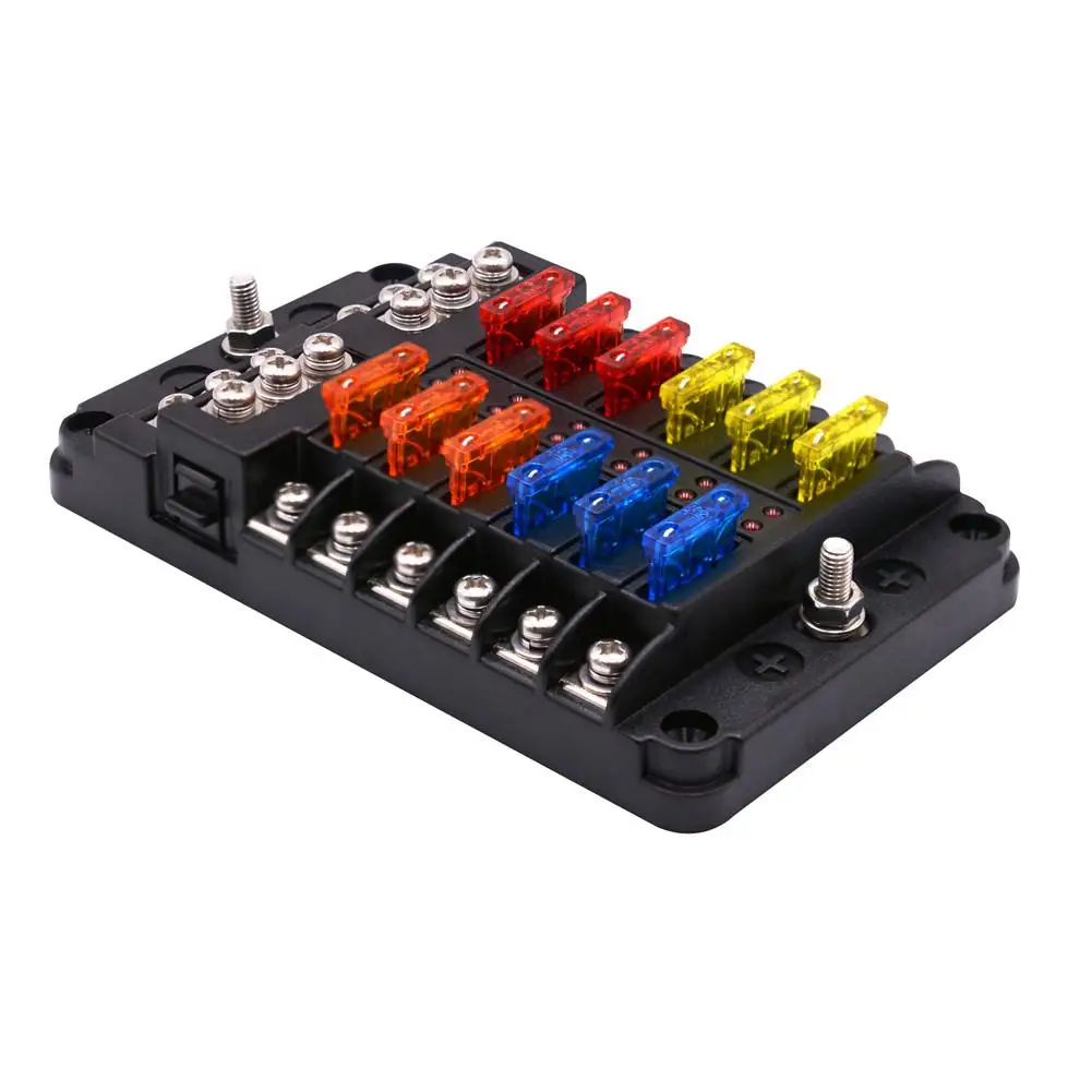12 Ways Fuse Box With Led Indicator With Independent Positive And Negative For Car Boat Yacht