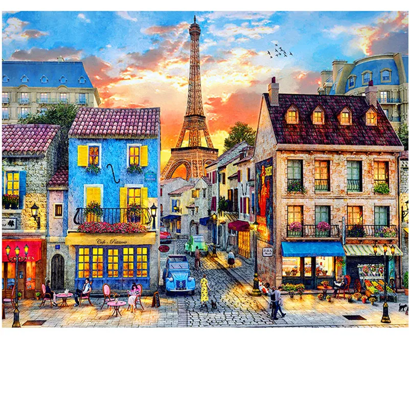 Diy 5D Square Full Diamond Painting City Street Cross Stitch Home ...