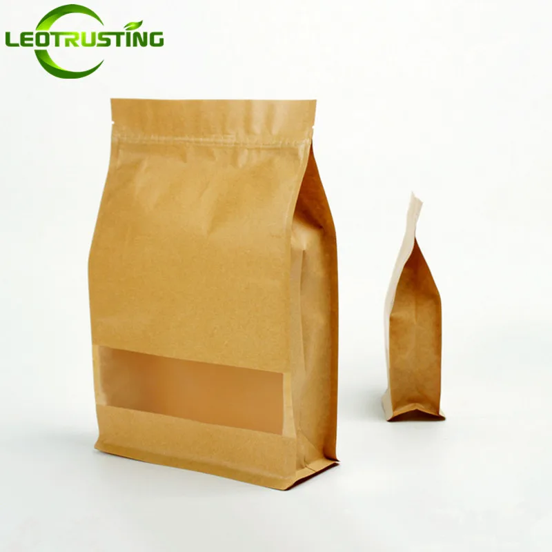 50pcs Stand up Kraft Paper Frosted Window Zip Bag Coffee Snack Cookie ...