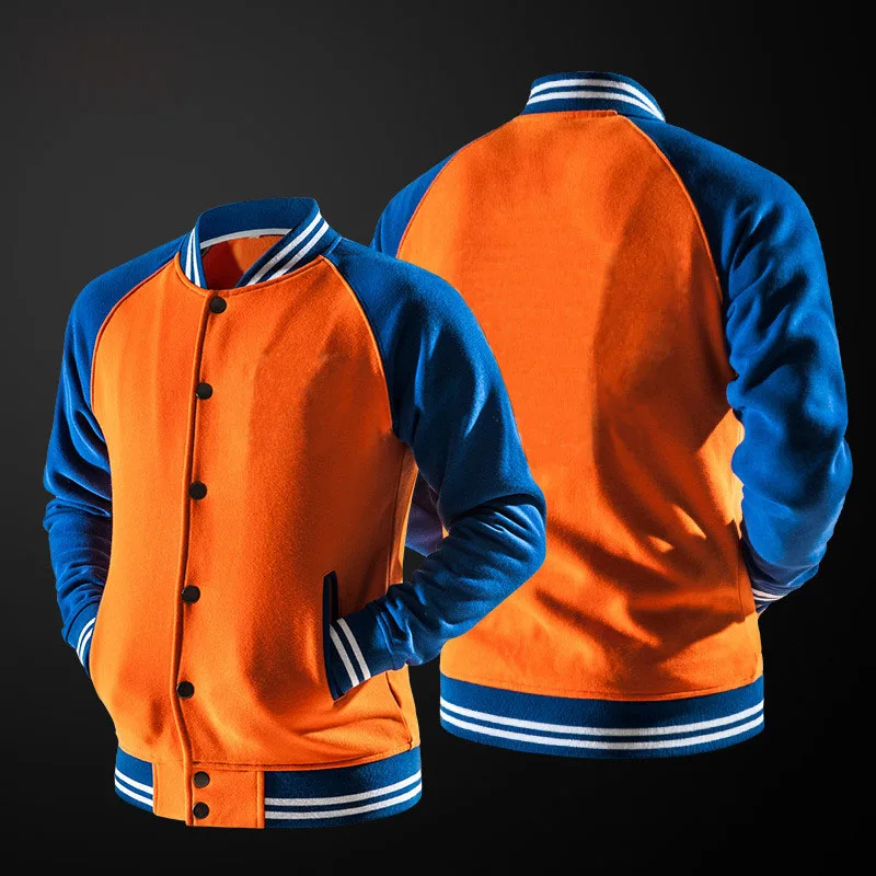 Solid Color Orange Men Jackets 2017 Autumn Casual Jacket Male Bomber ...