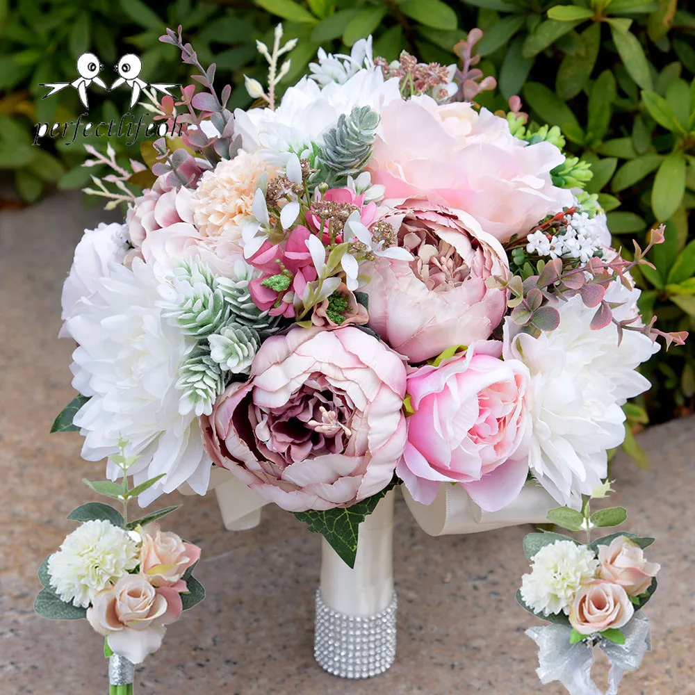 bouquet de novio Wedding Peonies Bridal Bouquets Decoration Flowers ...