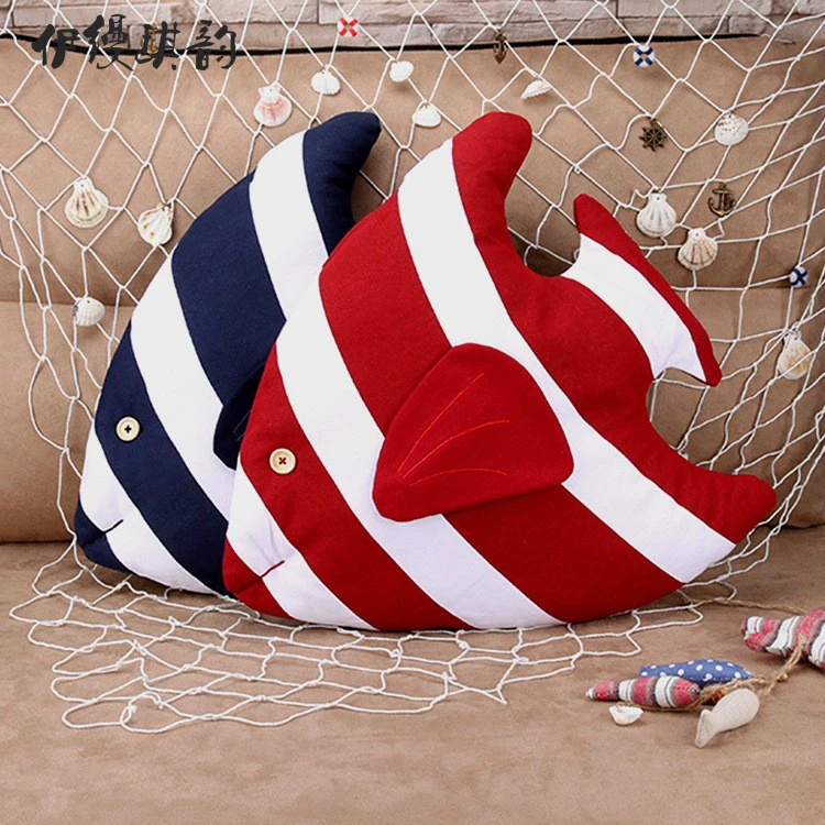 Creative Striped Fish Sailing Boat Decorative Pillows Cojines ...