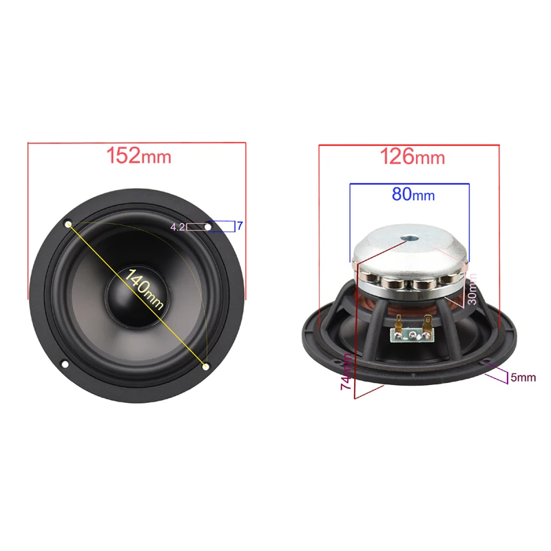 HIFIDIY LIVE hifi 5,98 дюймов 5,5 ''152 мм Средний бас динамик 6OHM 50 ...