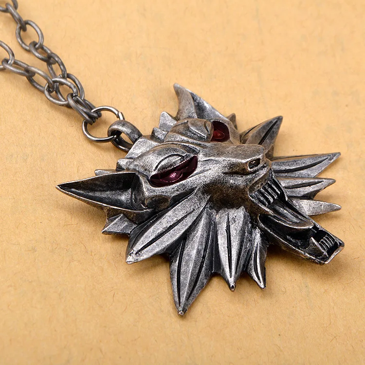 THE WITCHER 3 NECKLACE CHAIN WOLF HEAD AMULET WITCHER MEDALLION PENDANT ...