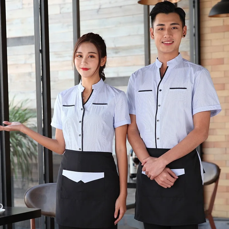 Waitress-Work-Clothes-Short-Sleeve-Hotel-Overalls-Restaurant-Hot-Pot ...