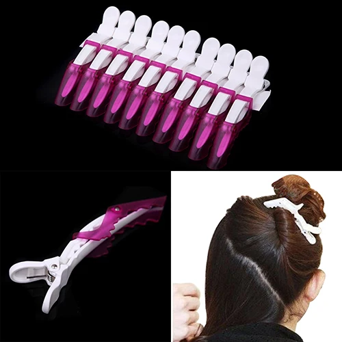 10Pcs Crocodile Shark Clamp Cosmetic Transparent Crystal Section Hair ...