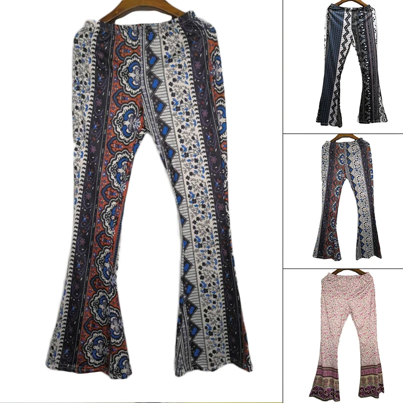 Женские цветочные расклешенные широкие брюки Boho Palazzo Bell богемные ...