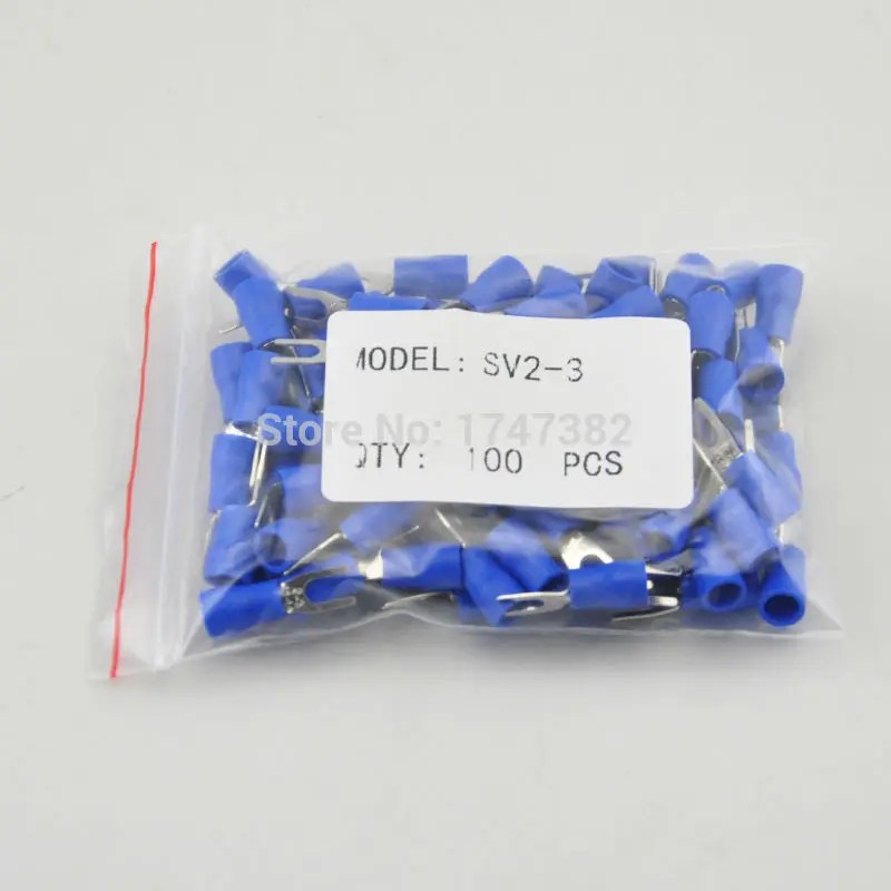 100pcs Sv2 3 Insulated Fork Wire Connector Electrical Crimp Terminal 16