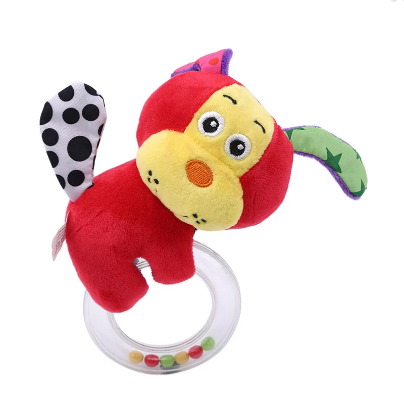 1Pcs Cute Baby Rattle Toy Cartoon Animal Stuffed Ring Bell Rattle Sheep ...