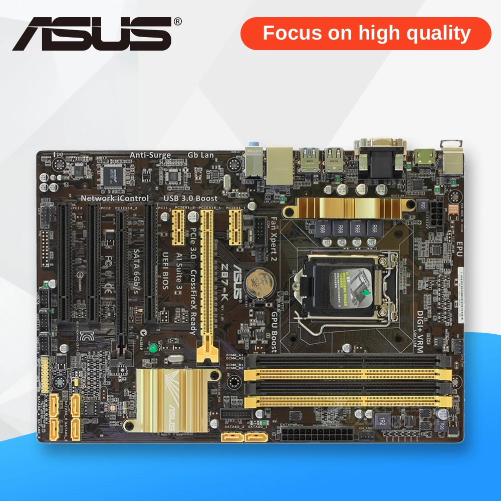 ASUS Z87-K escritorio Z87 socket LGA 1150 i7 i5 I3 DDR3 32G SATA3 USB3.0 ATX