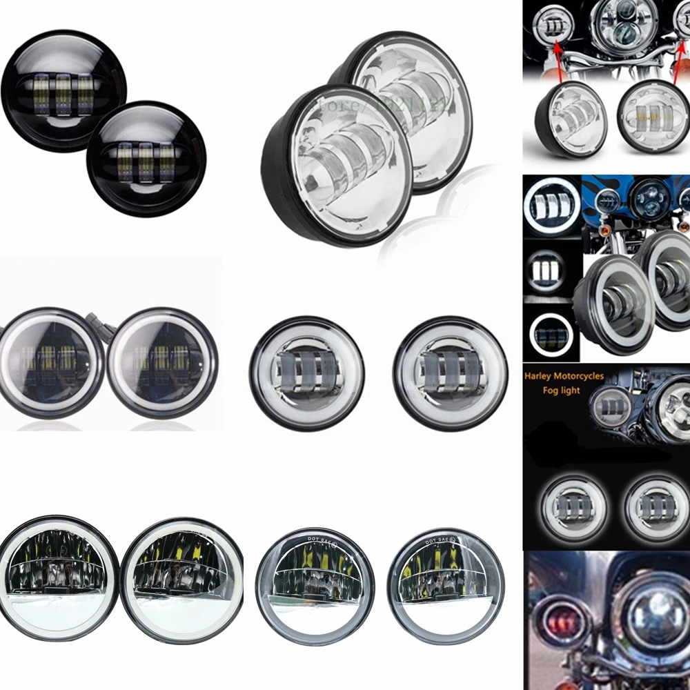 Motorcycle Motor 4-1/2" 4.5inch Led Passing Light For Harley Halo Fog ...