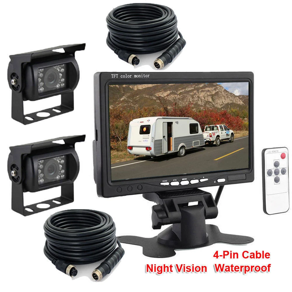 Wire Dual Rear View Backup Reversing Cameras Waterproof Ir Rearview
