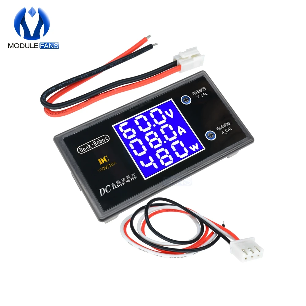 Dc 100v 10a Digital Lcd Display Voltmeter Wattmeter Voltage Current ...
