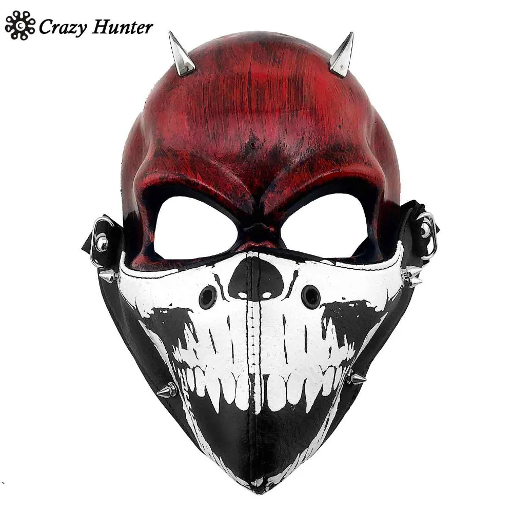 Full face Skull Mask Gothic Biker Punk Men's Cosplay Costume Mask ...