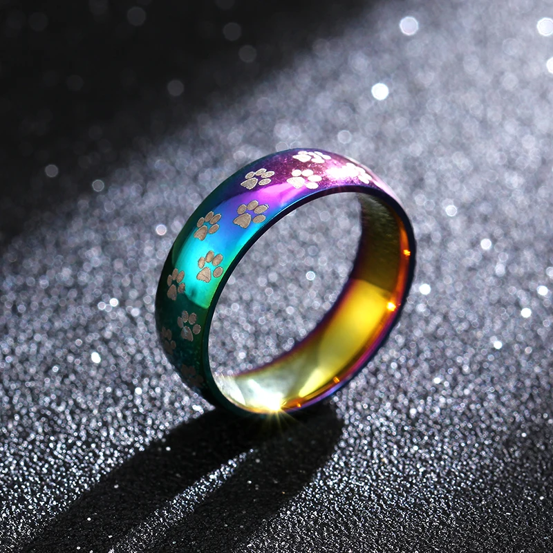 MOREDEAR-Rainbow-Colorful-Ring-Titanium-Steel-Wedding-Band-Ring-Width ...