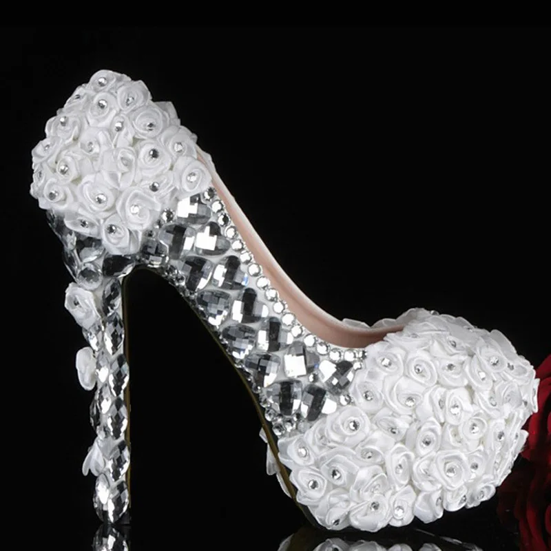 Silver Jeweled High Heels Shoes