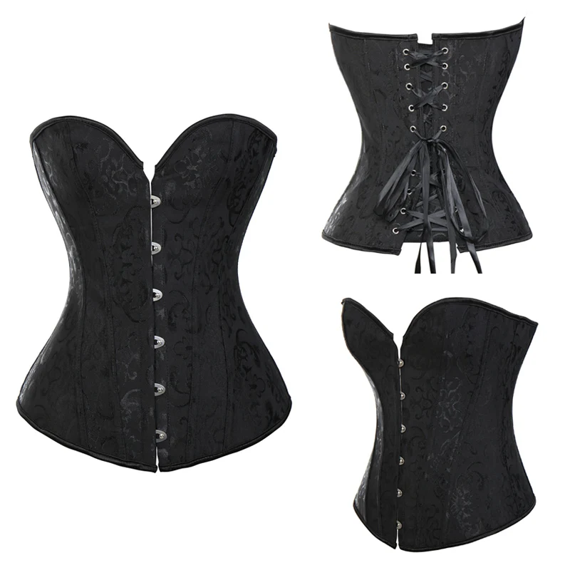 Embroidery Sexy Boned Waist Trainer Brocade Corsets And Bustiers Lace