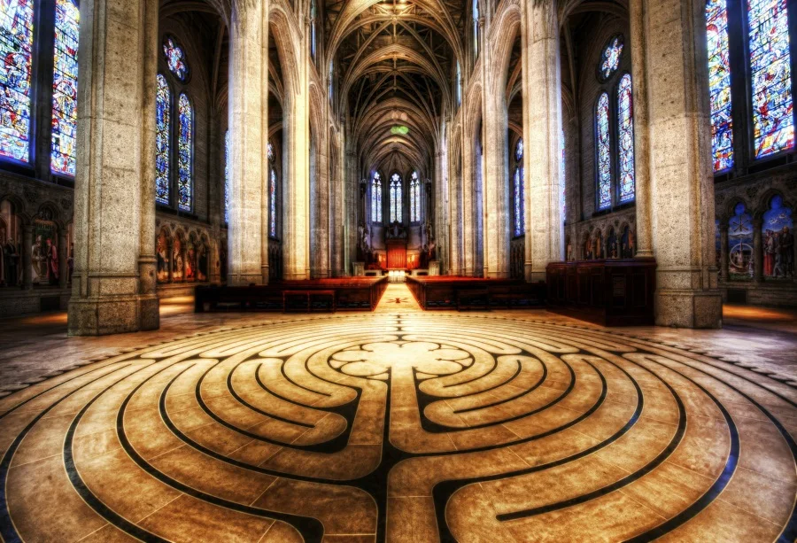 Laeacco Gorgeous Painting Windows Church Photography Backdrops Vinyl ...